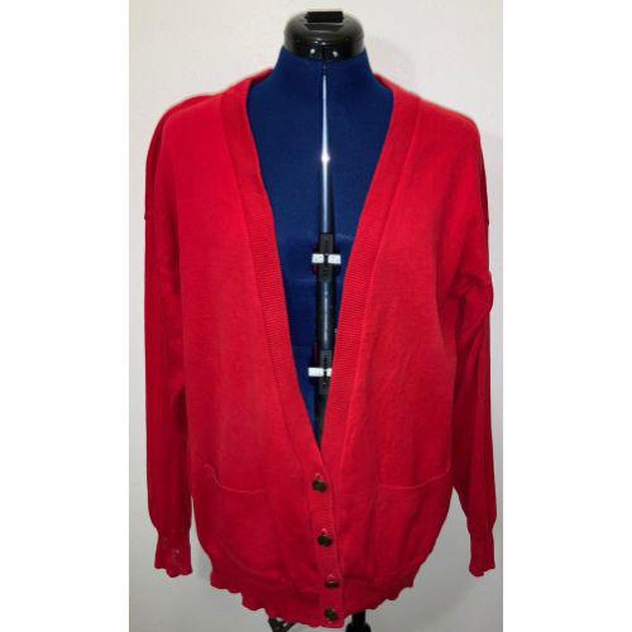Talbots - Red Long V-neck Cardigan Sweater - Size:... - Depop