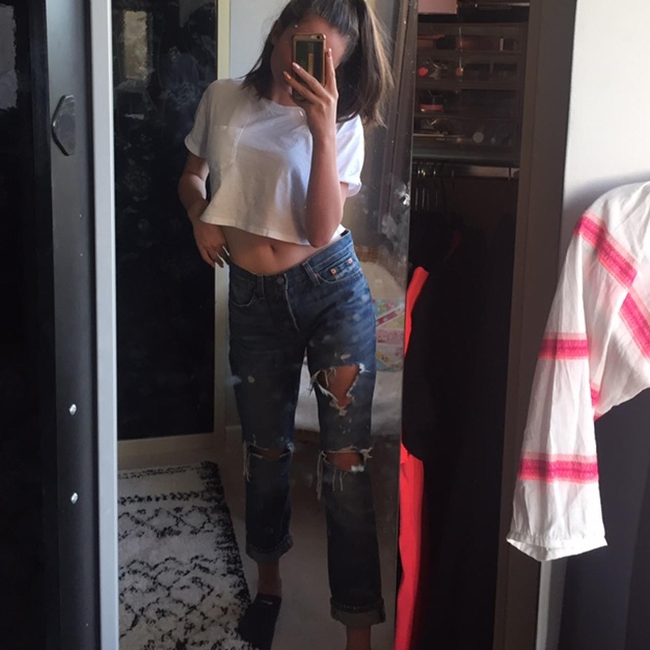 Gap 24 inch waist relaxed ripped boyfriends jeans.... - Depop