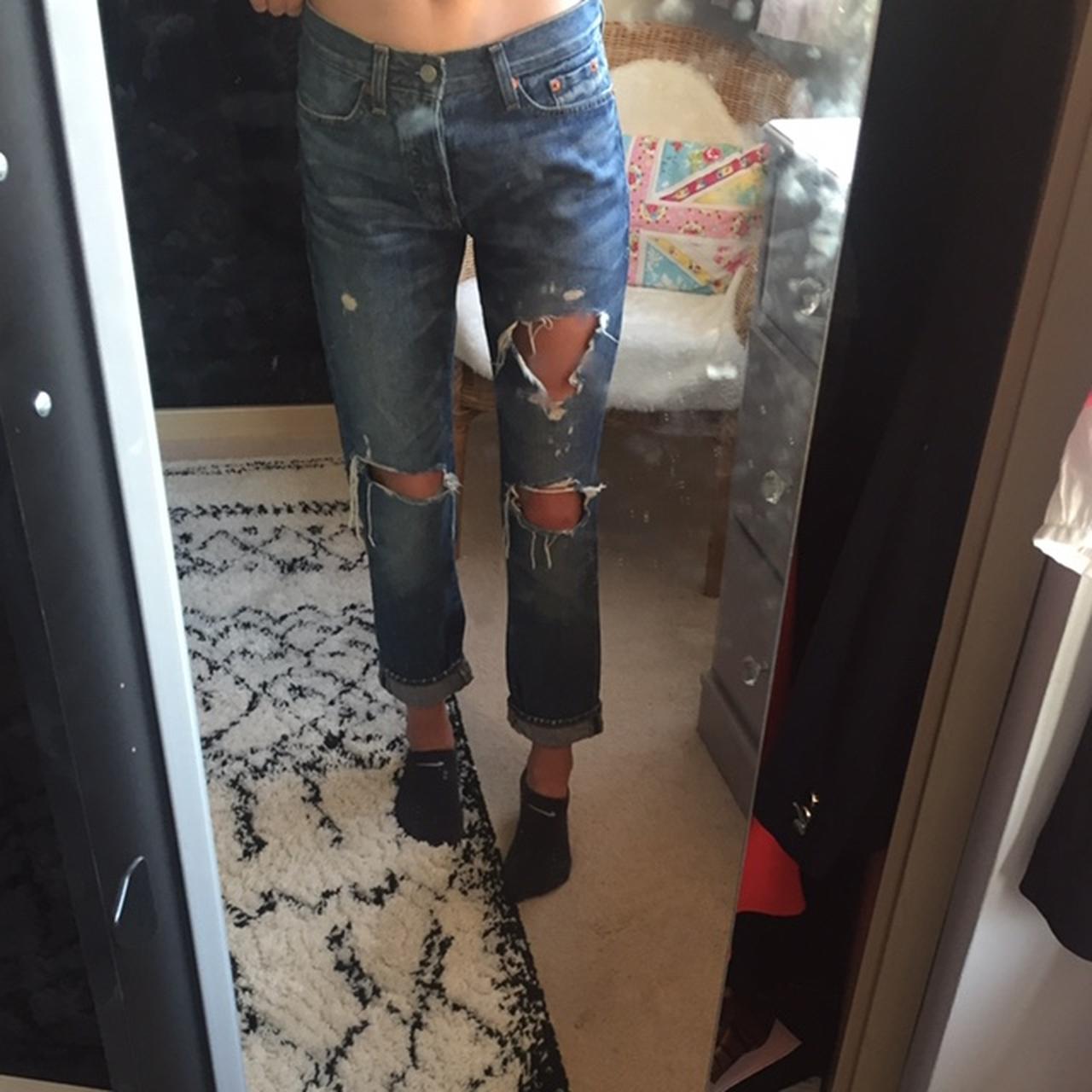 Gap 24 inch waist relaxed ripped boyfriends jeans.... - Depop