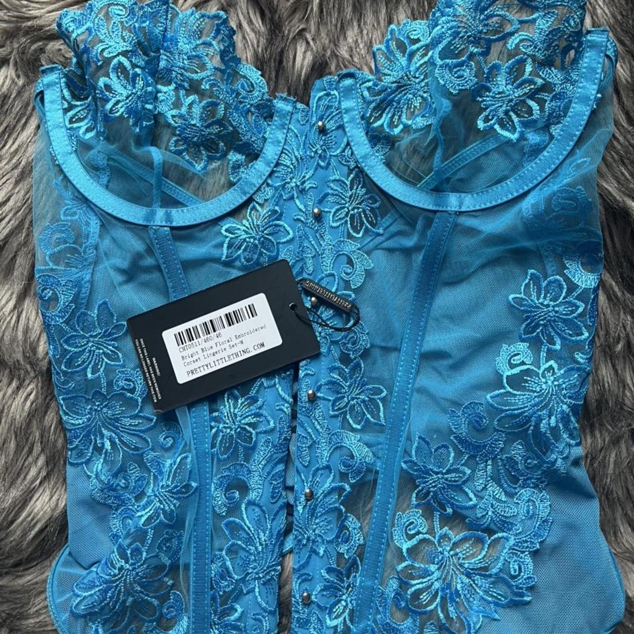 Pretty little thing blue corset top, never been worn... - Depop