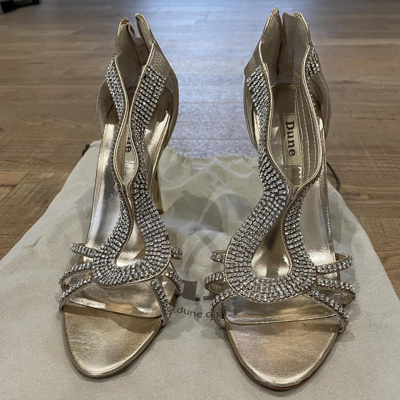 Dune gold and diamanté heels with zip up heel. Only... - Depop