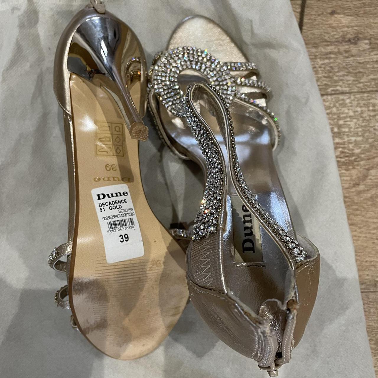 Dune gold and diamanté heels with zip up heel. Only... - Depop