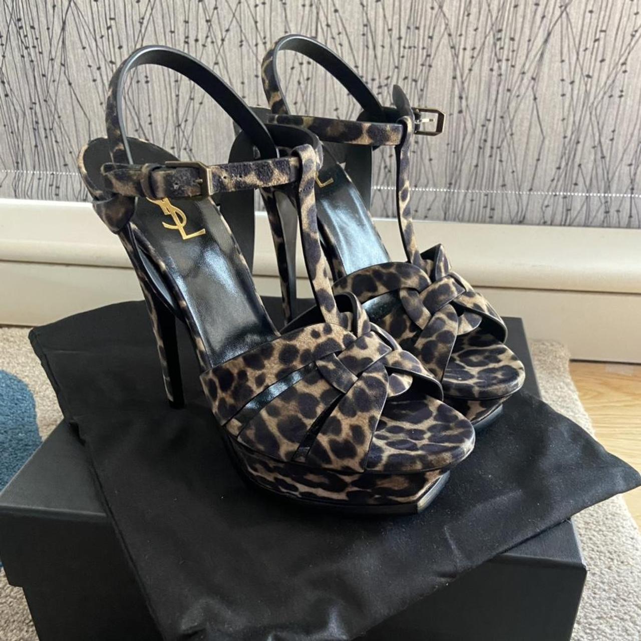 YSL leopard print high heels sandals. Size 41 unworn... - Depop