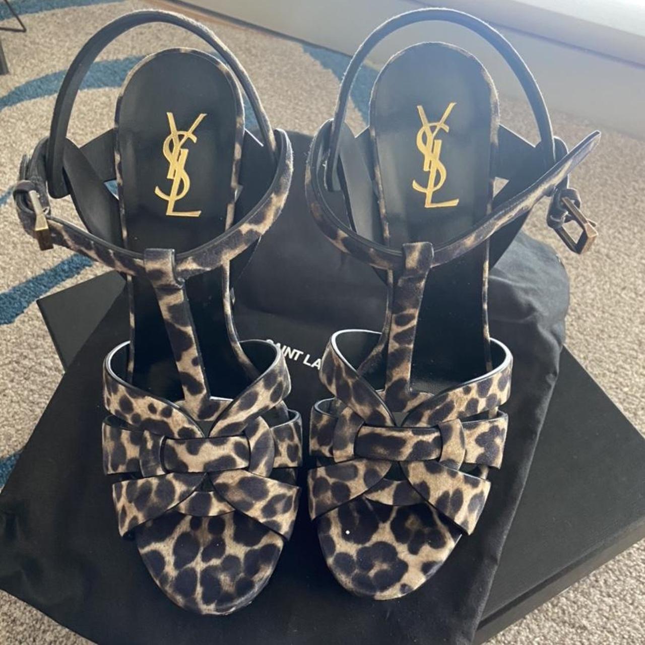 YSL leopard print high heels sandals. Size 41 unworn... - Depop