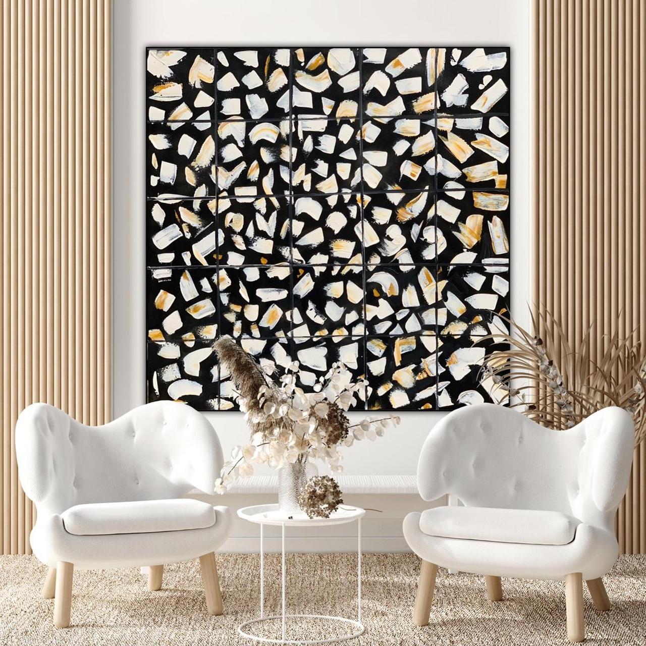 Oil painting Large ‘pebbles Field 100x 100cm on... - Depop
