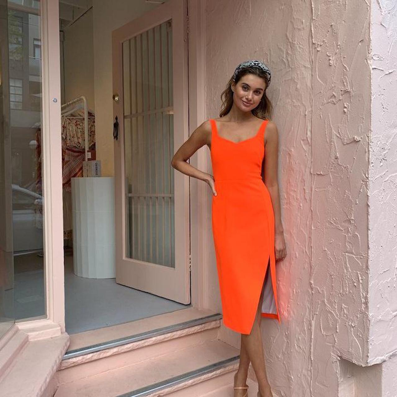 Bright orange cocktail dress. By Johnny. - Depop