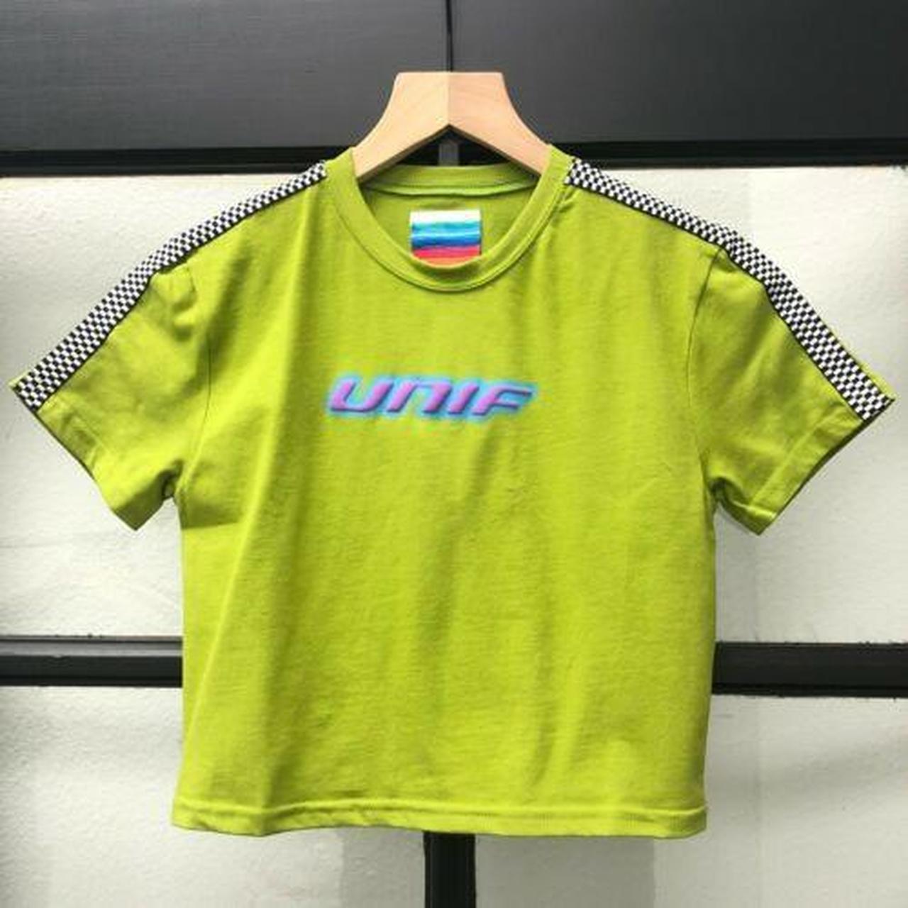 Unif green logo top cropped t shirt baby tee never... - Depop