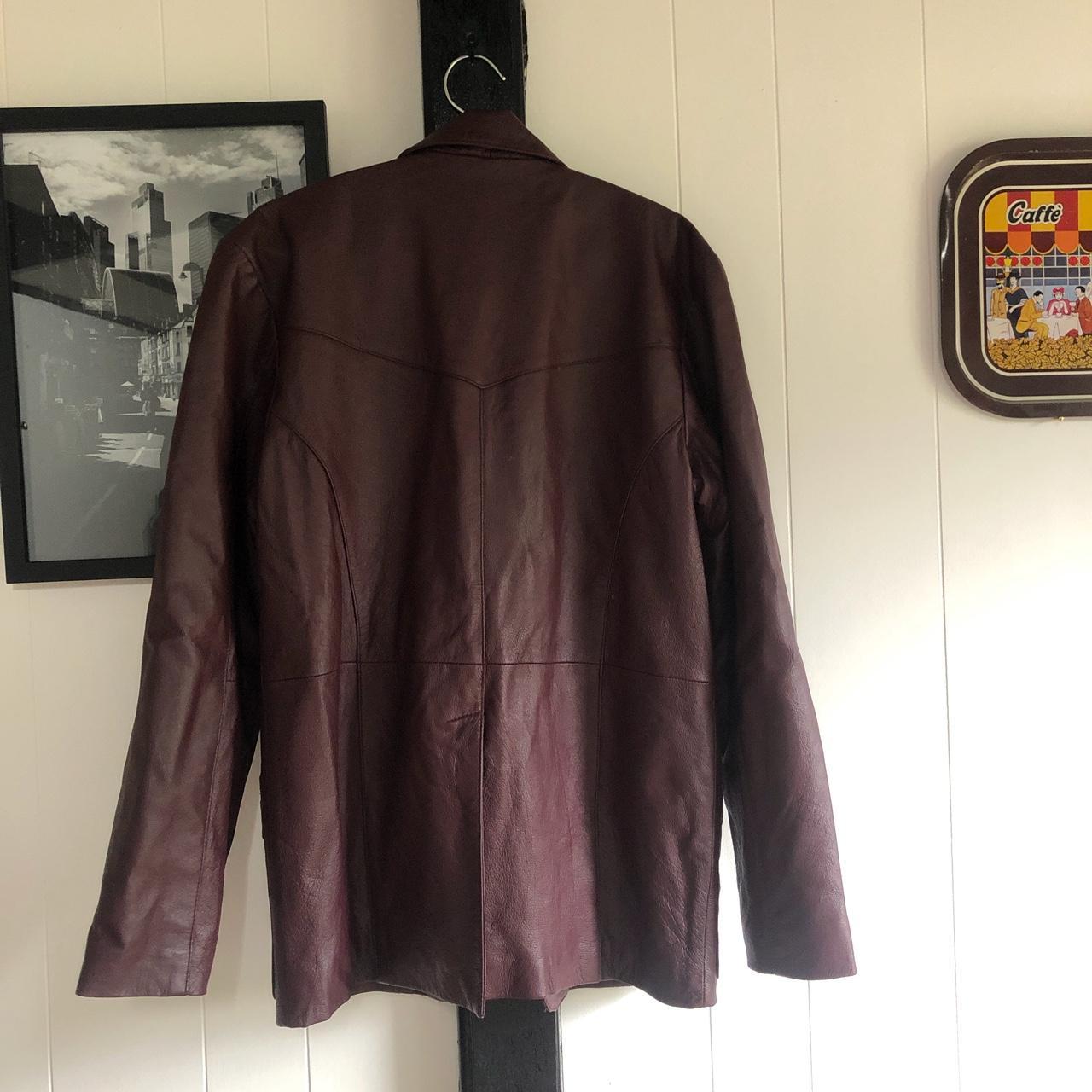 Vintage genuine leather jacket Tag says size S, But... - Depop