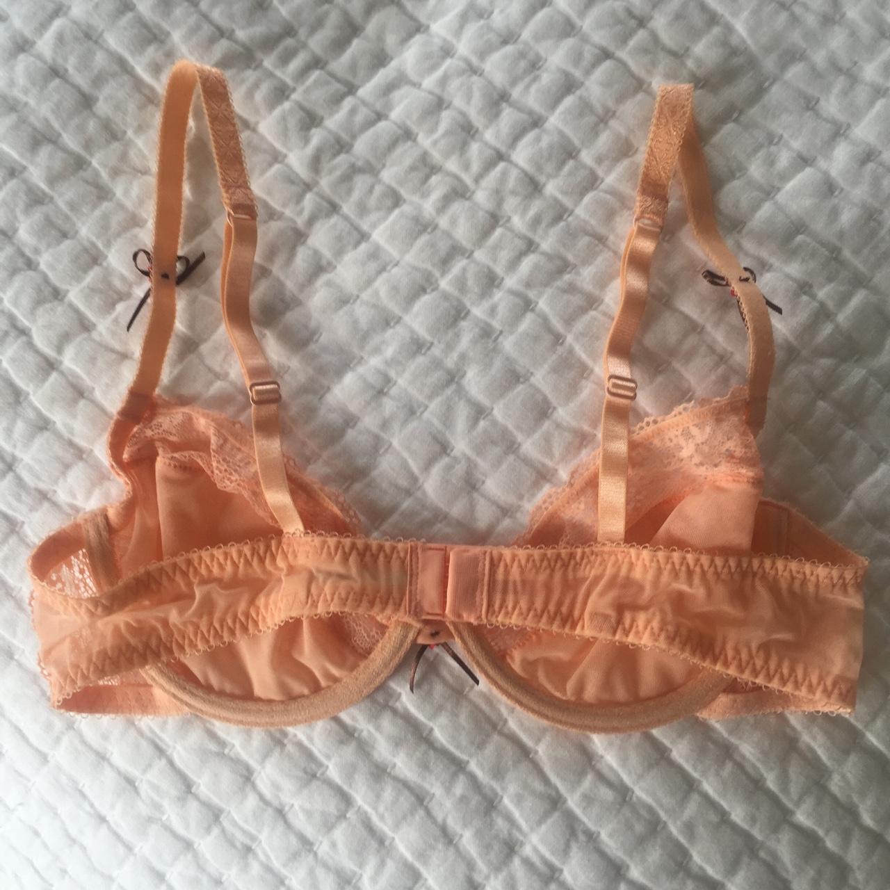 Swooooon💔 Gorgeous peach lace bra. Unlined. Made and... - Depop