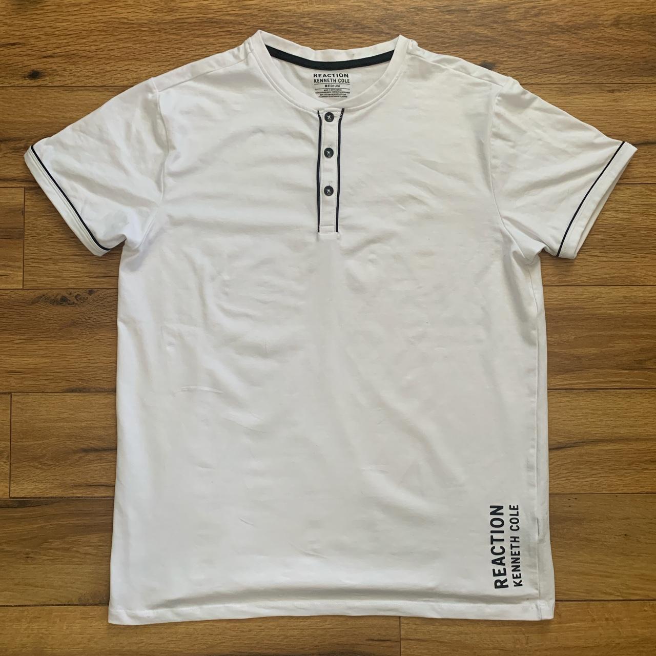 Kenneth Cole Men's White and Black T-shirt | Depop