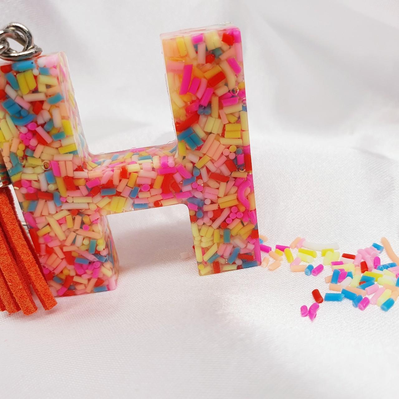 Epoxy resin Initial customised keyrings Please... - Depop