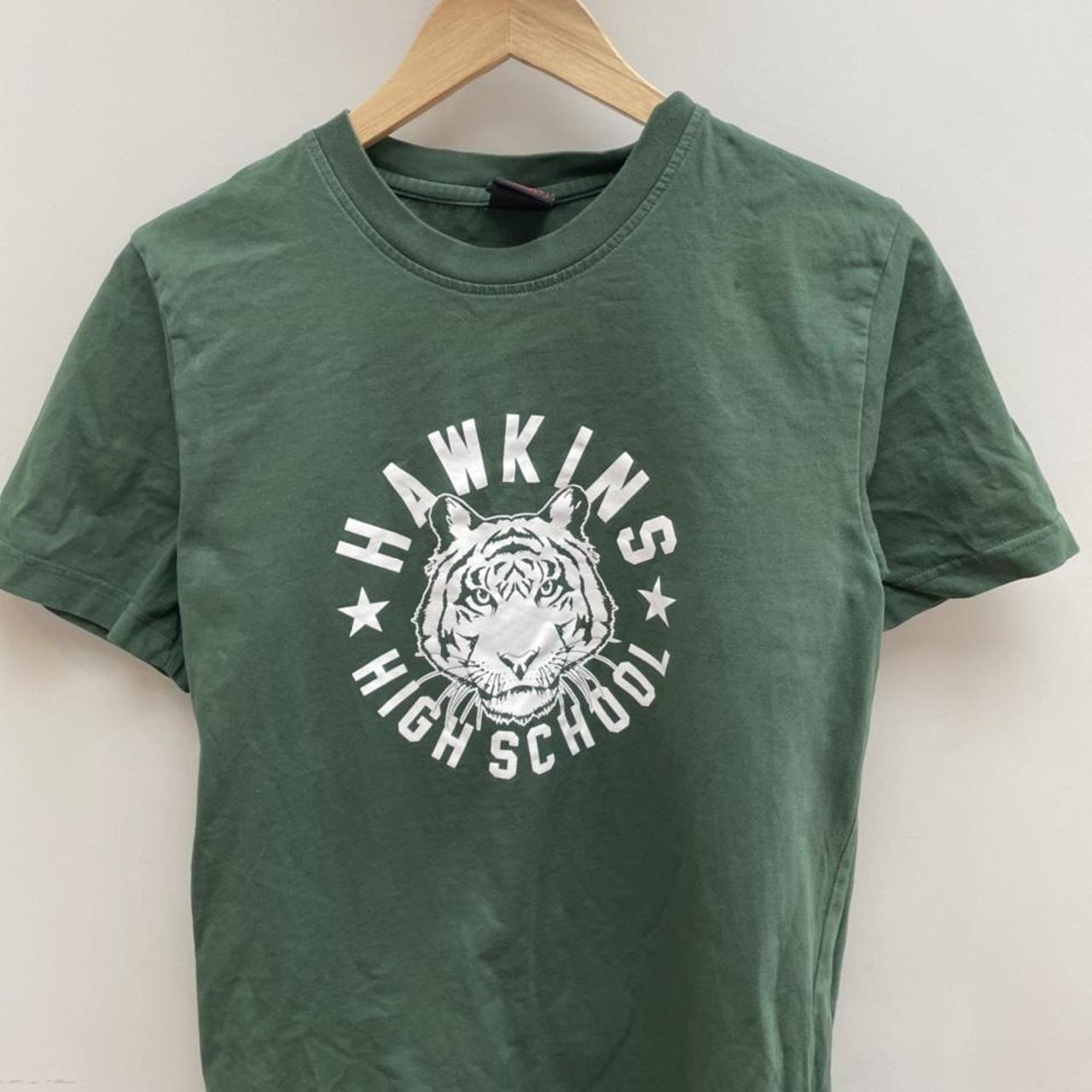 Nike stranger things tshirt green with front and... - Depop