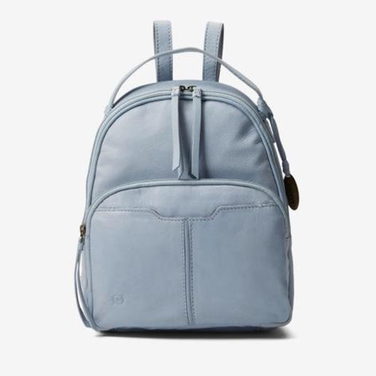 BORN Baby Blue Leather Backpack Made in... - Depop