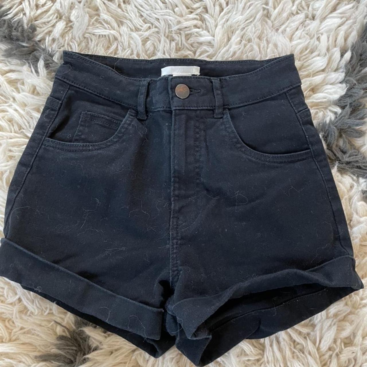 H&M High-rise Black Jean Shorts - Depop