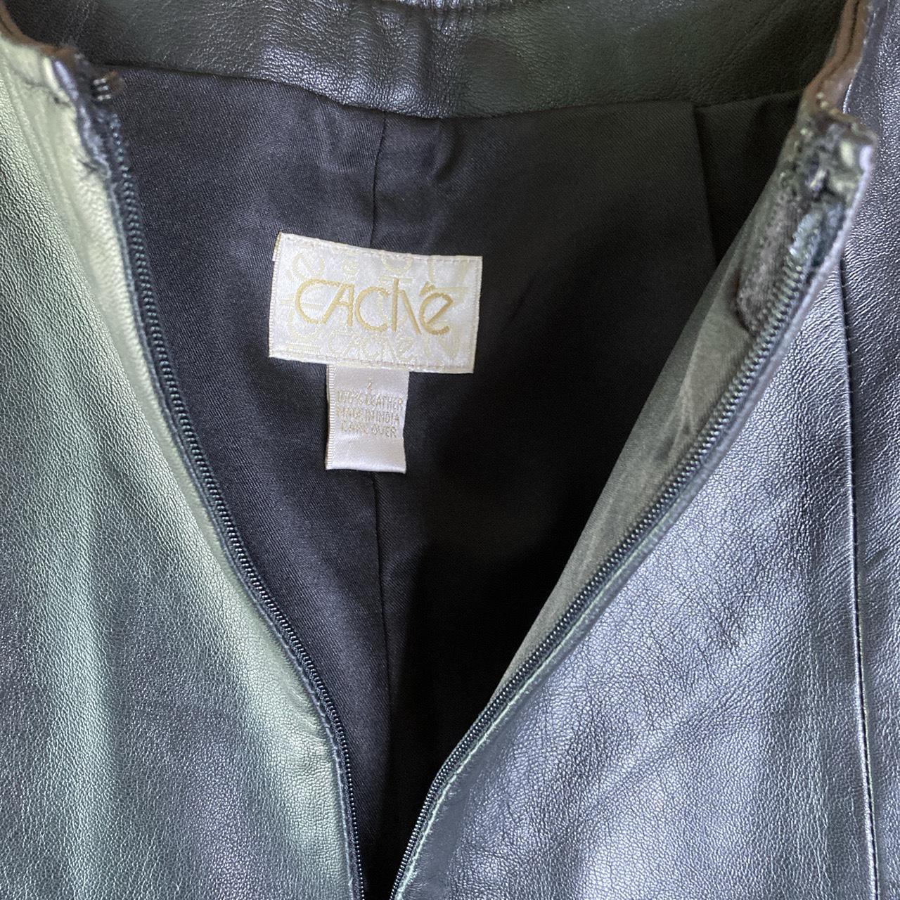 Caché vintage 90s black leather pants. Inset front... - Depop