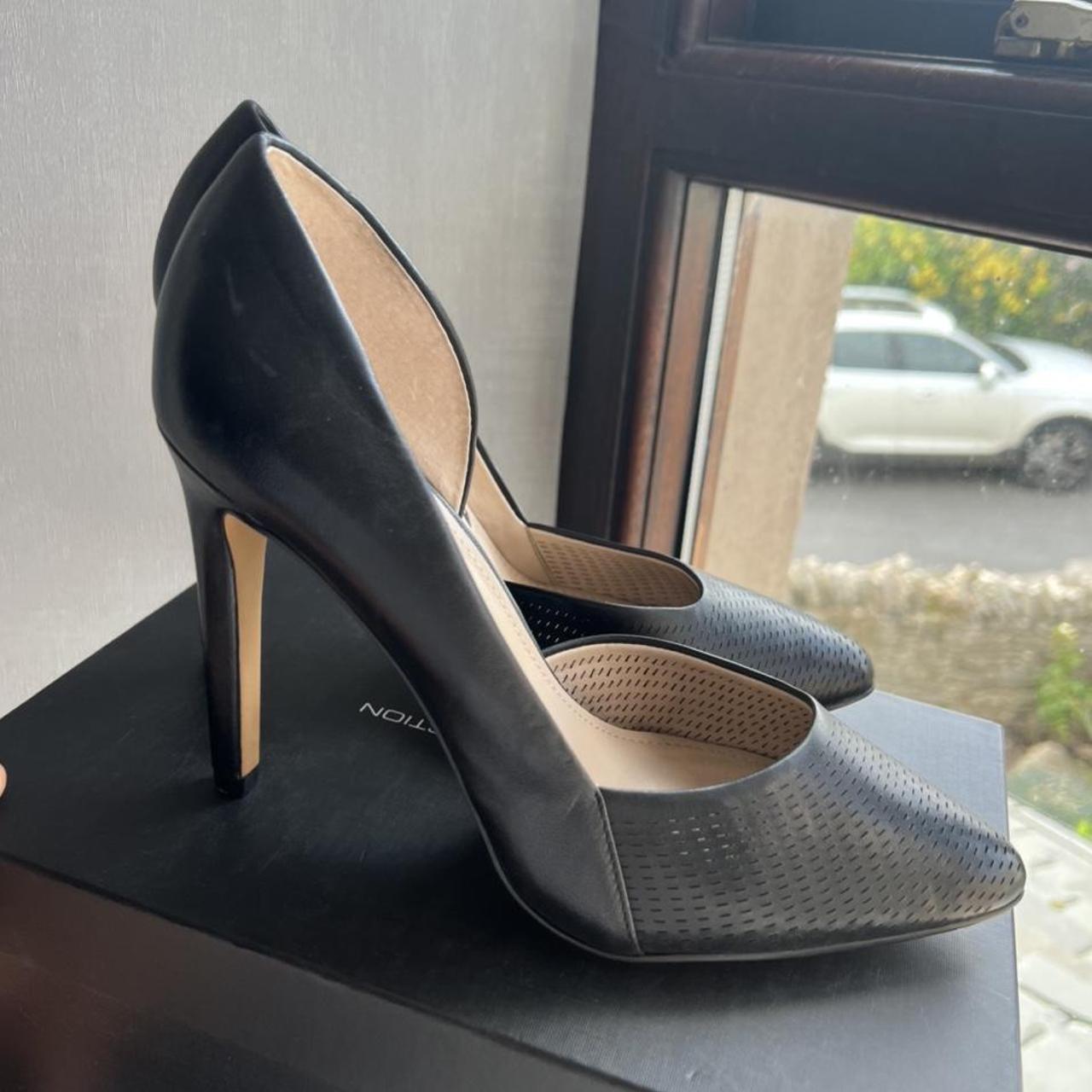 Black leather French connection heels, worn a... - Depop