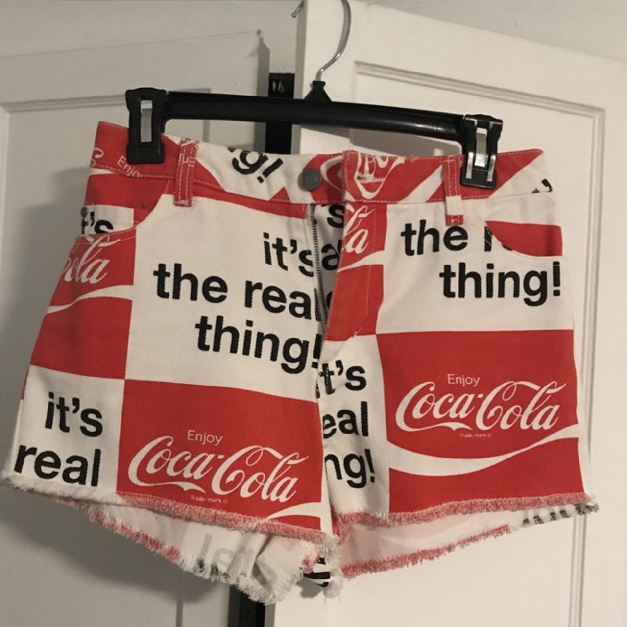 Coca-Cola Women's Red and White Shorts | Depop