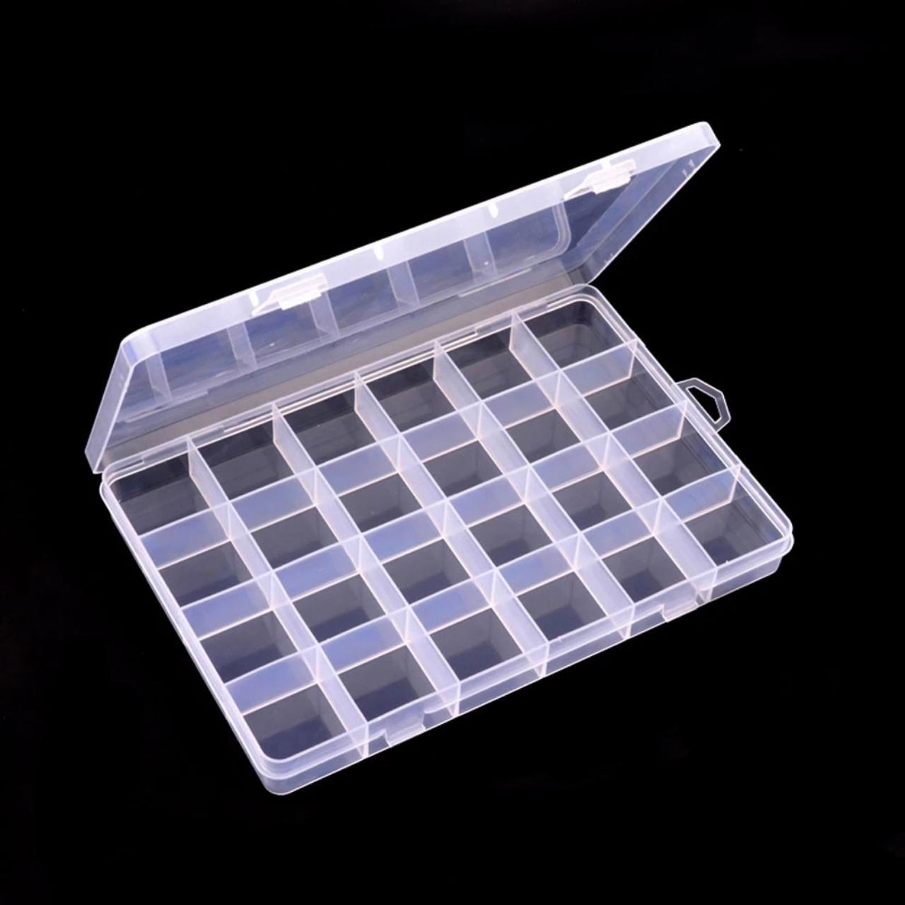 24 slots plastic storage jewelry box compartment... - Depop