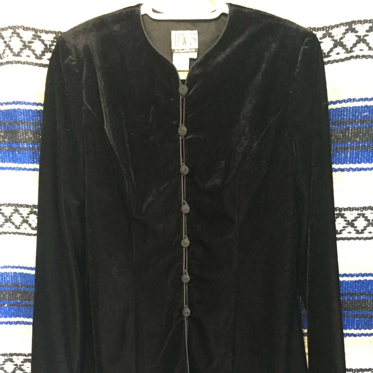 Vintage 80s (shoulder pads) black velvet... - Depop