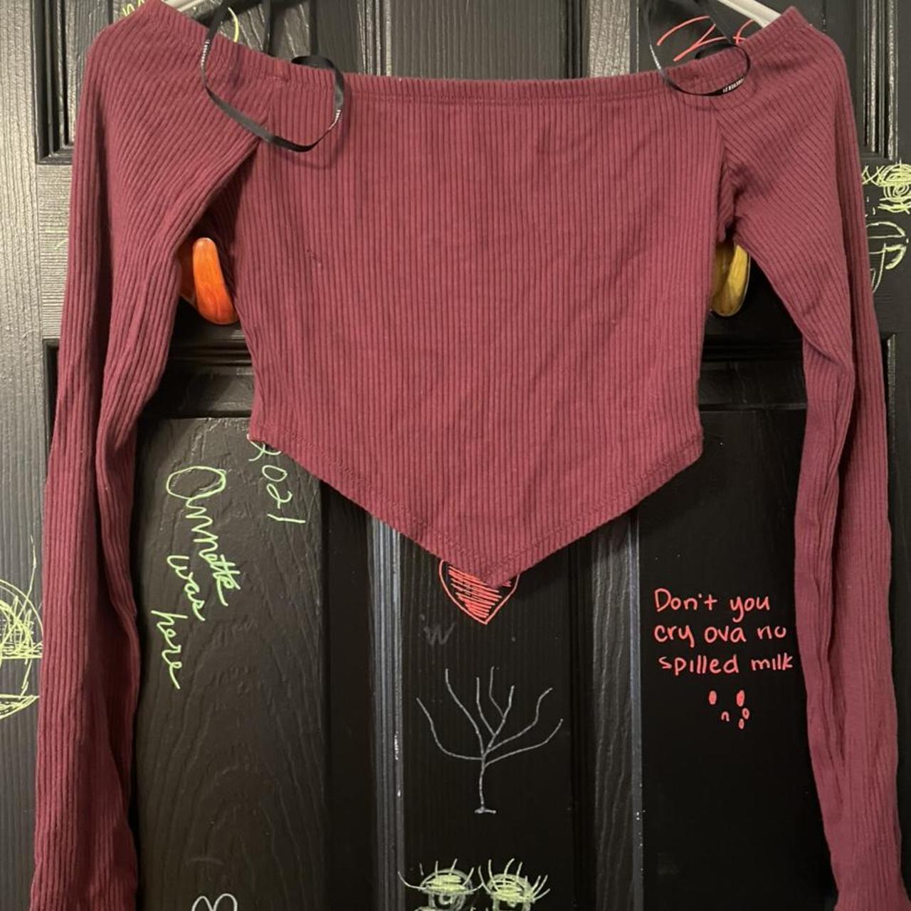 Red v-cut crop top • • vertical ribbed material,... - Depop