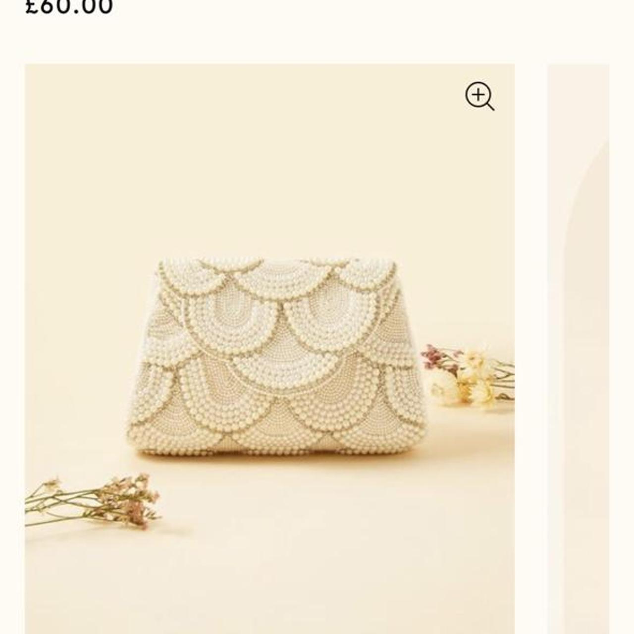 Monsoon bridal scallop embellished clutch bag -... - Depop