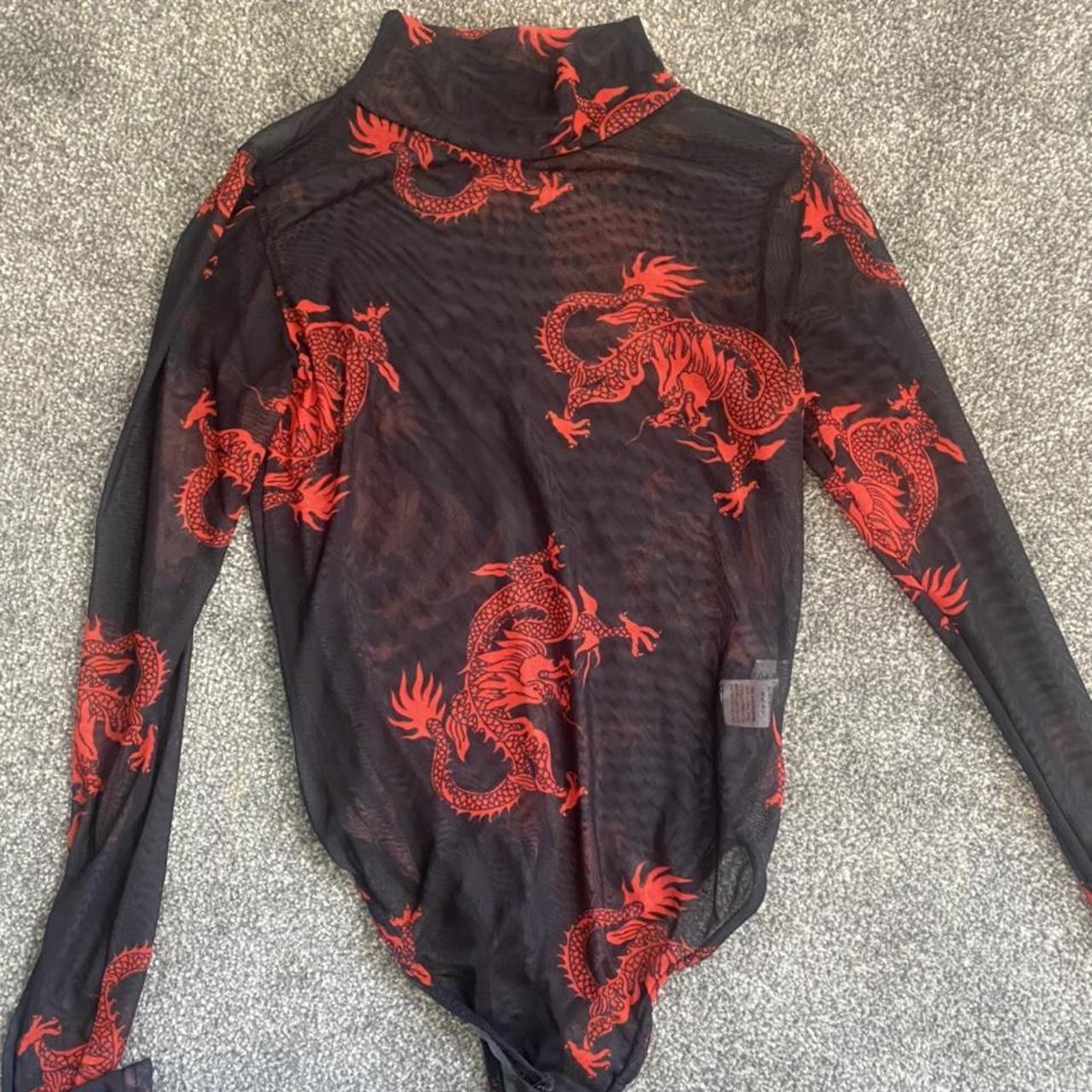 Mesh dragon bodysuit Size small Good conditions... - Depop