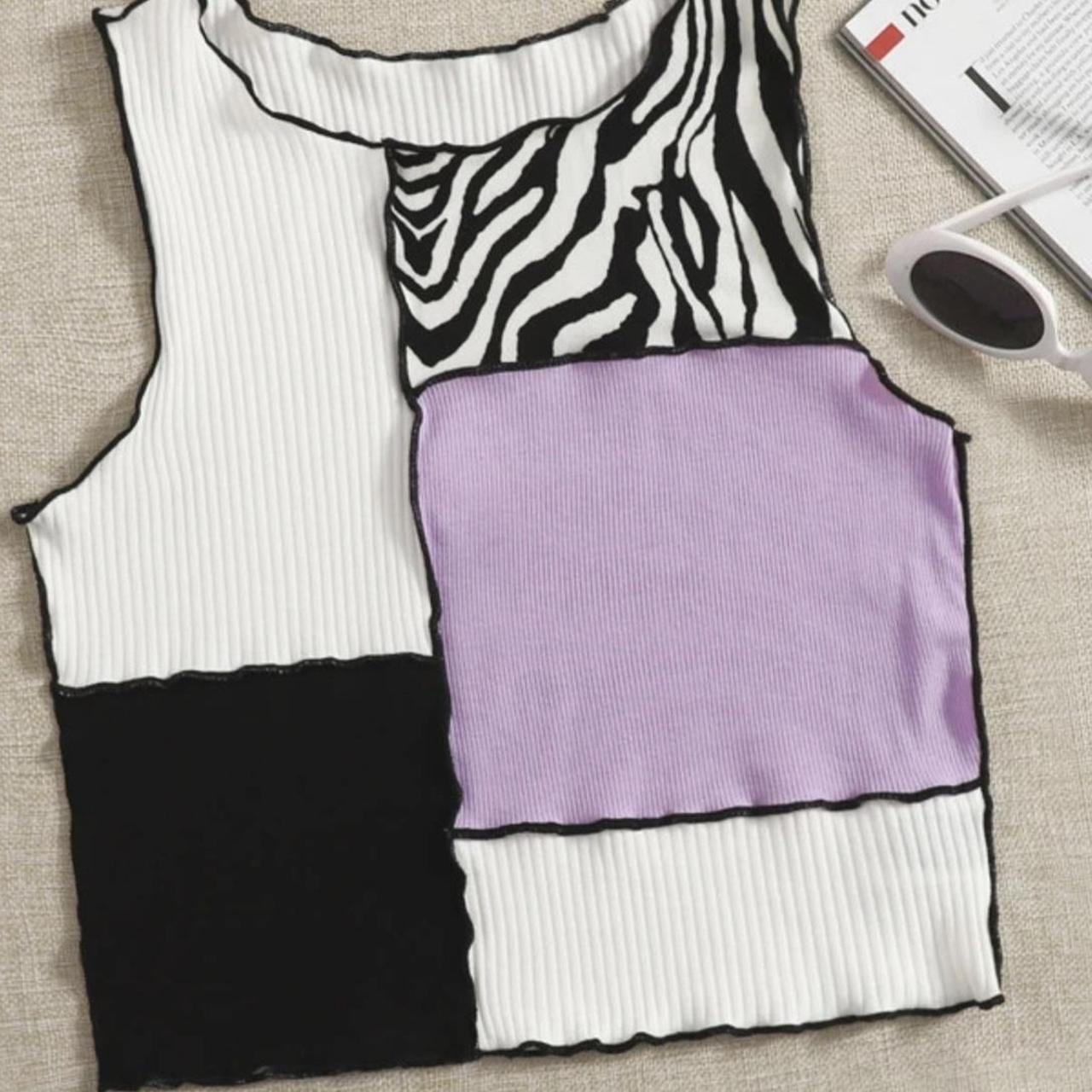 Lettuce Trim Contrast Stitch Patchwork Tank Top - Depop