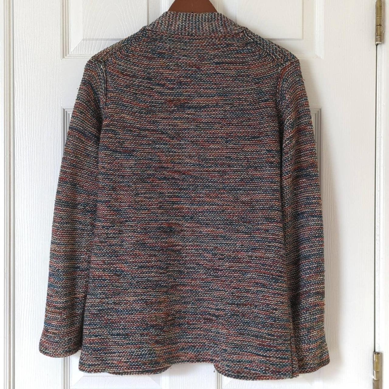 Kimlon 80's Vintage Chunky Space Dye Knit Open Front... - Depop