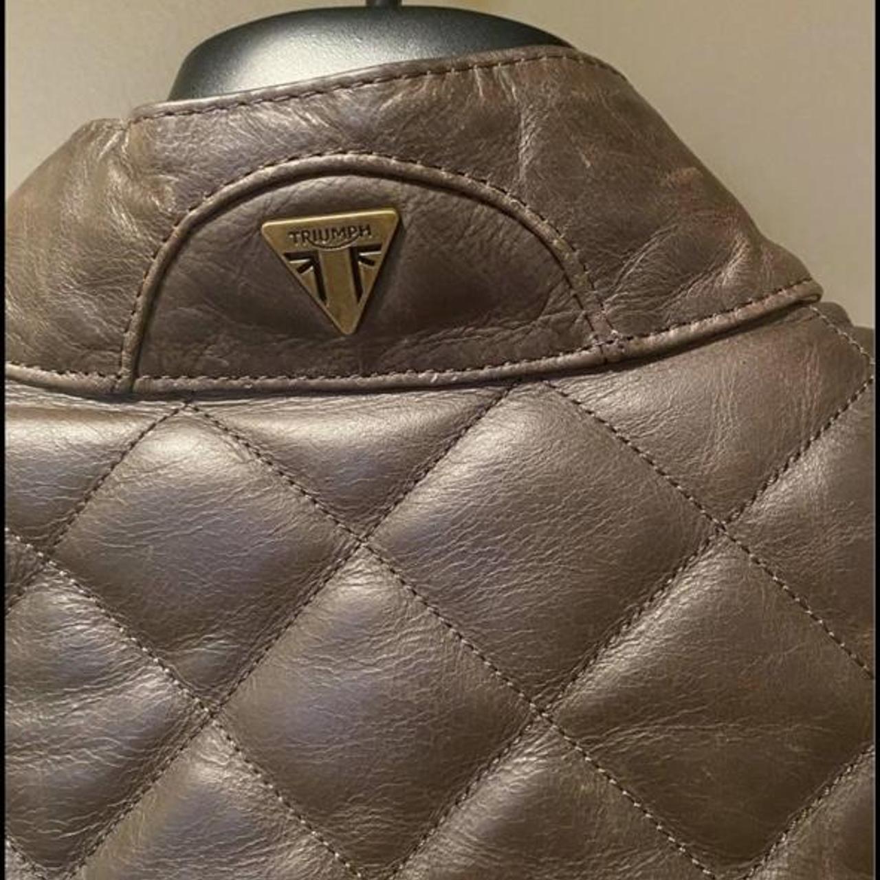 Triumph womens leather jacket quilted like new Size... - Depop