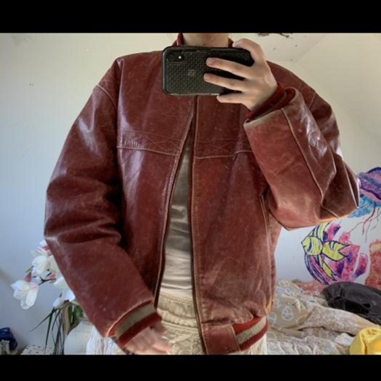 nickelson 50s red leather jacket! vintage from the... - Depop
