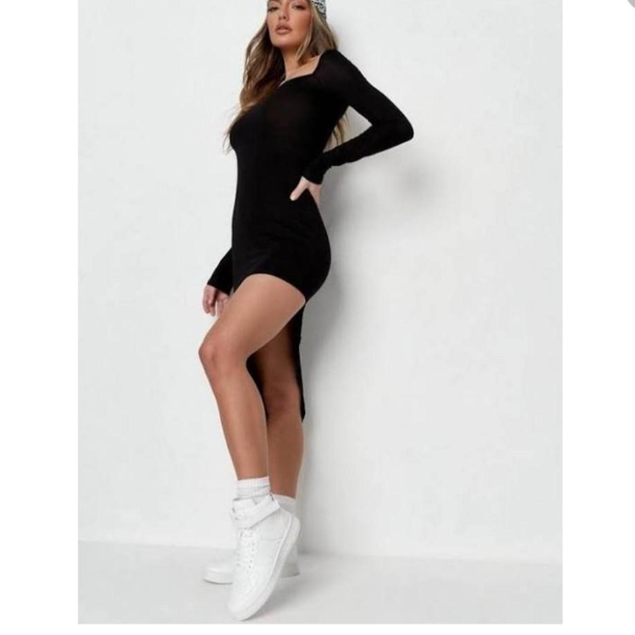 MISSGUIDED Black asymmetric hem midi dress, size... - Depop