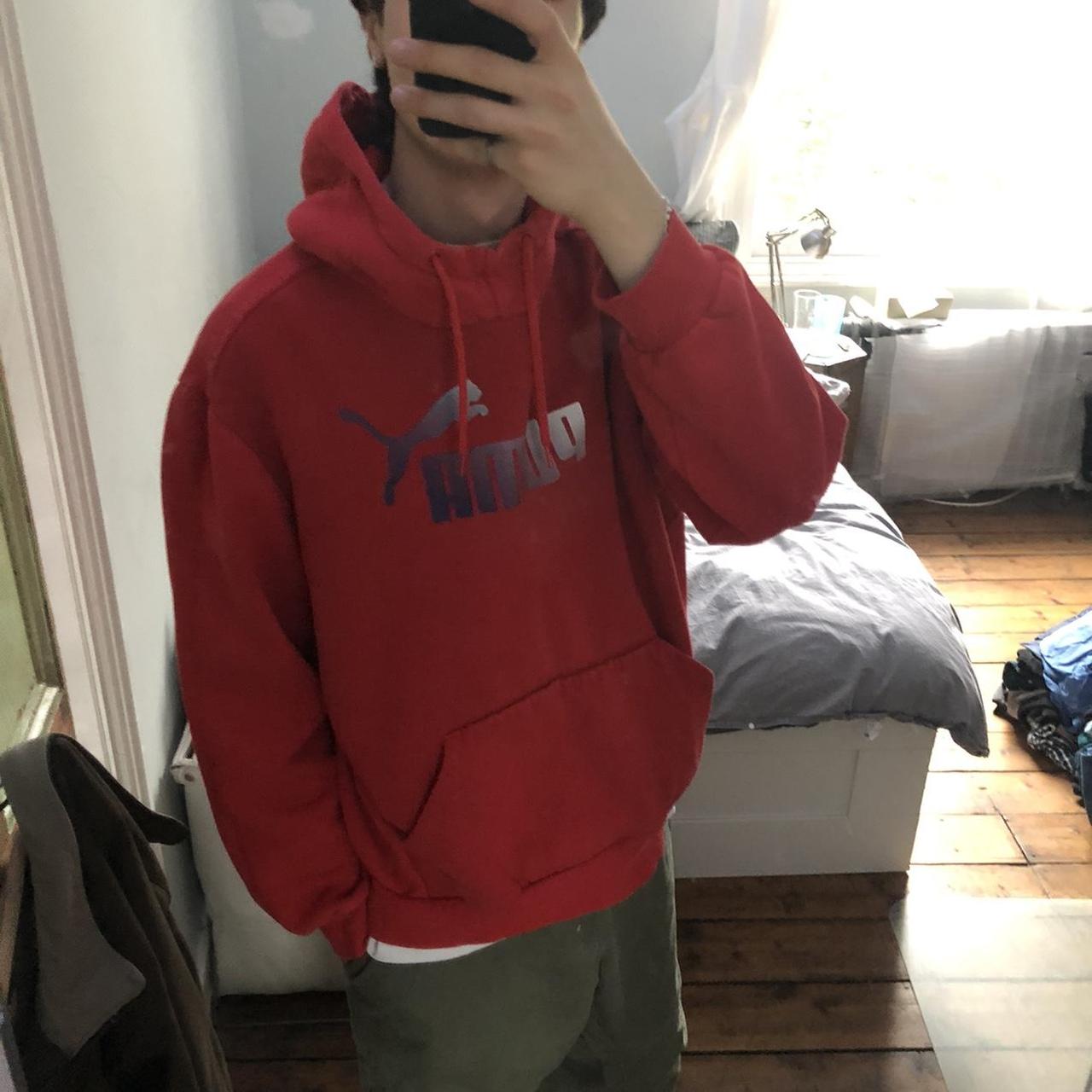 Vintage Retro Puma Red Hoodie Sweatshirt Super Warm... - Depop