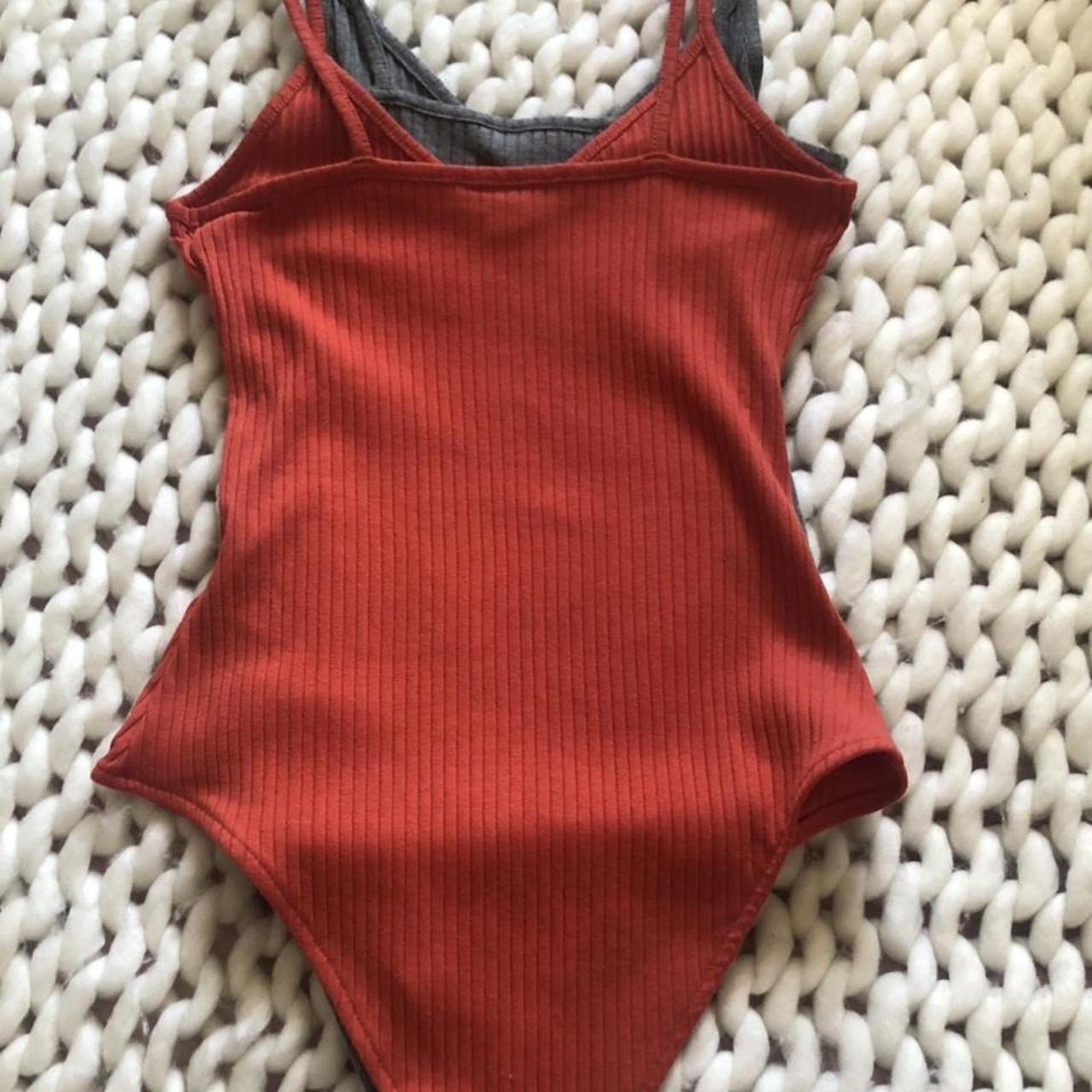 Primark knit rib strappy bodysuits. Grey and red... - Depop