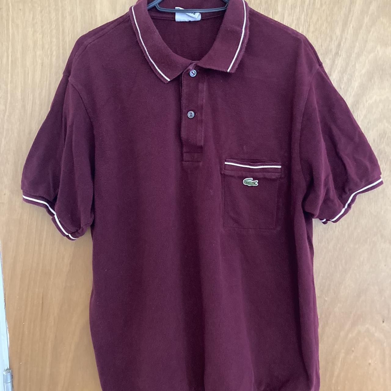 Vintage Lacoste polo in burgandy I’d say this fits a... - Depop