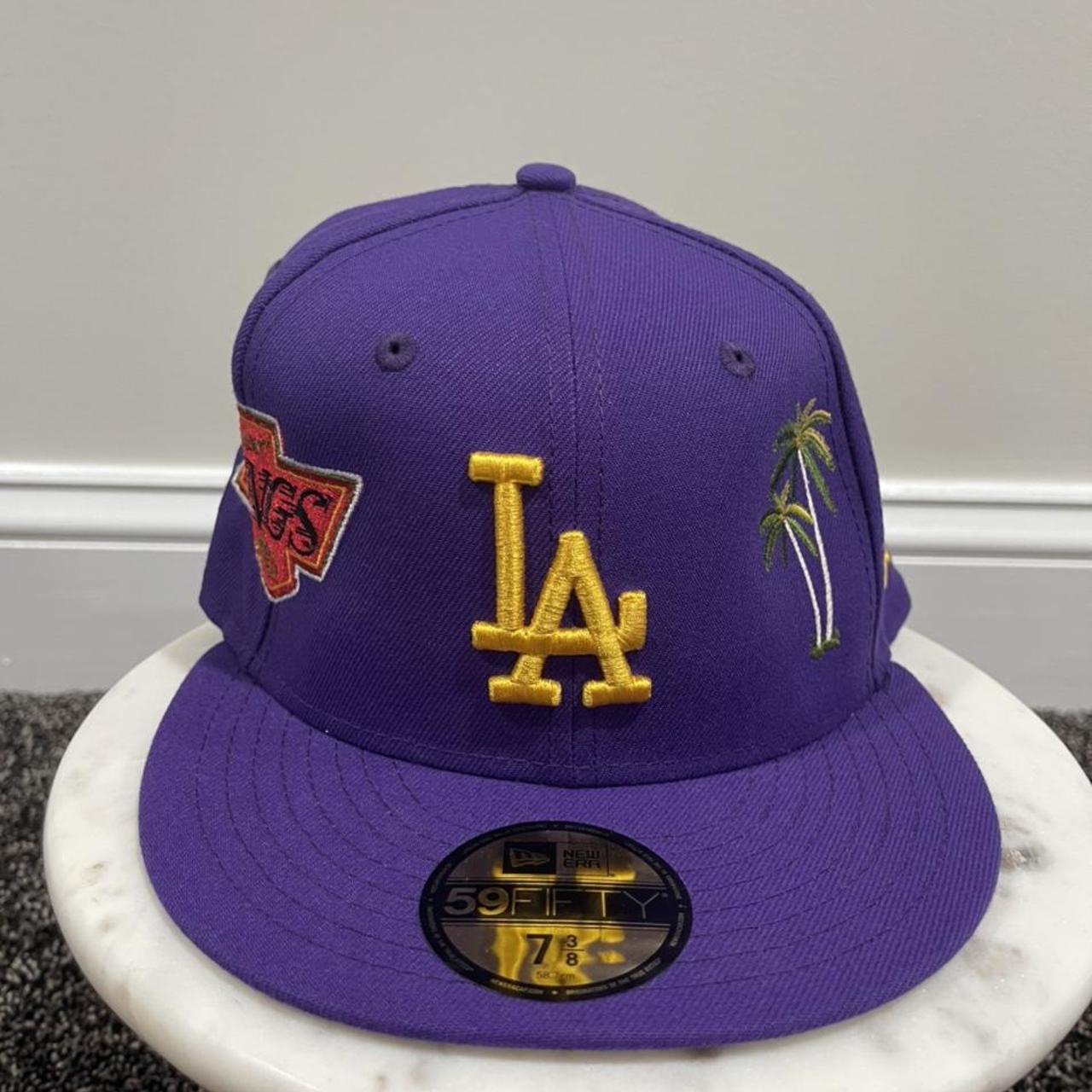 Just Don x Better Gift MLB LA Dodgers Purple Fitted... - Depop