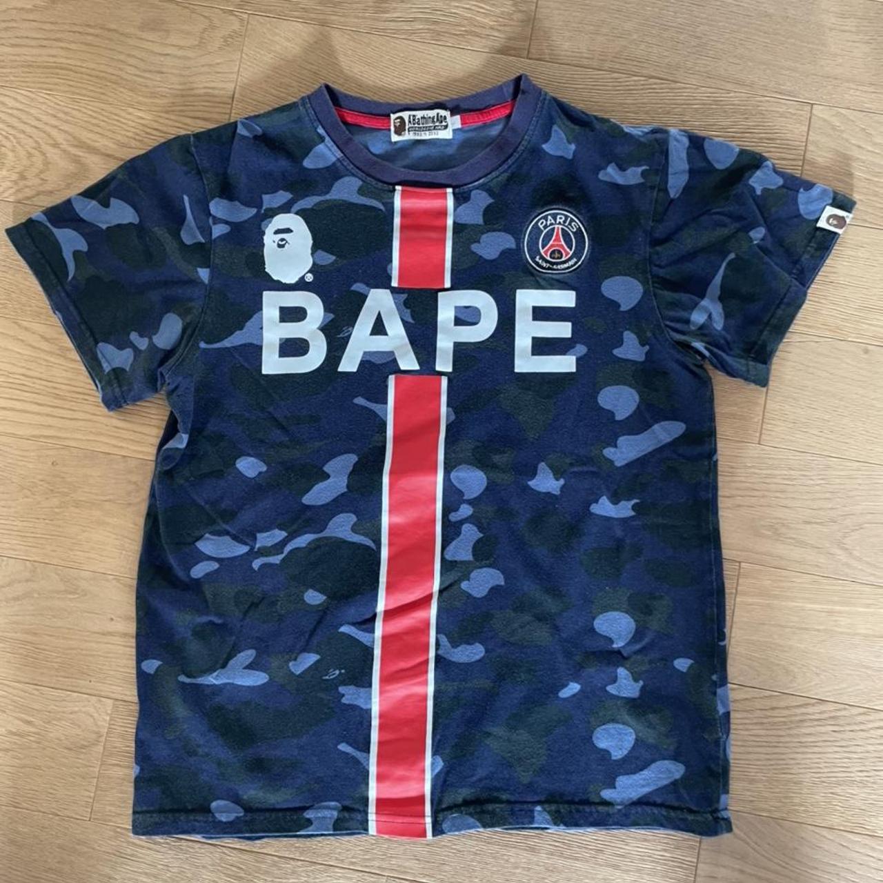 BAPE A BATHING APE X PSG T-SHIRT Large fits... - Depop