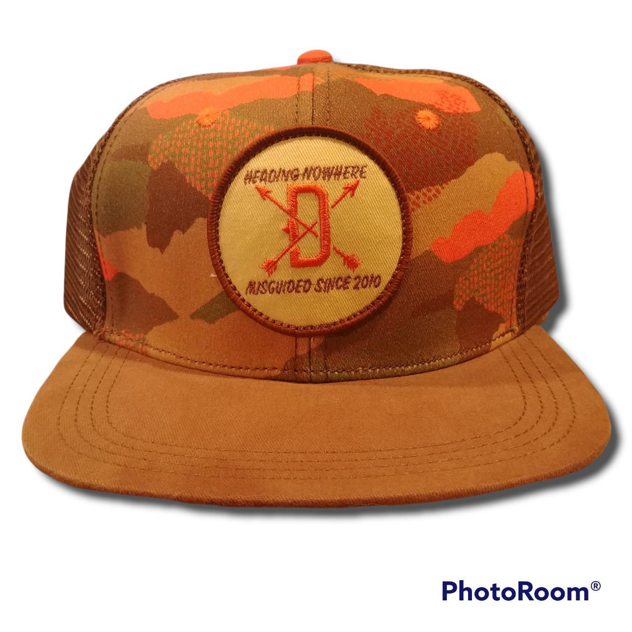 Dravus Duck Orange Camo Snapback Trucker Hat Going... - Depop