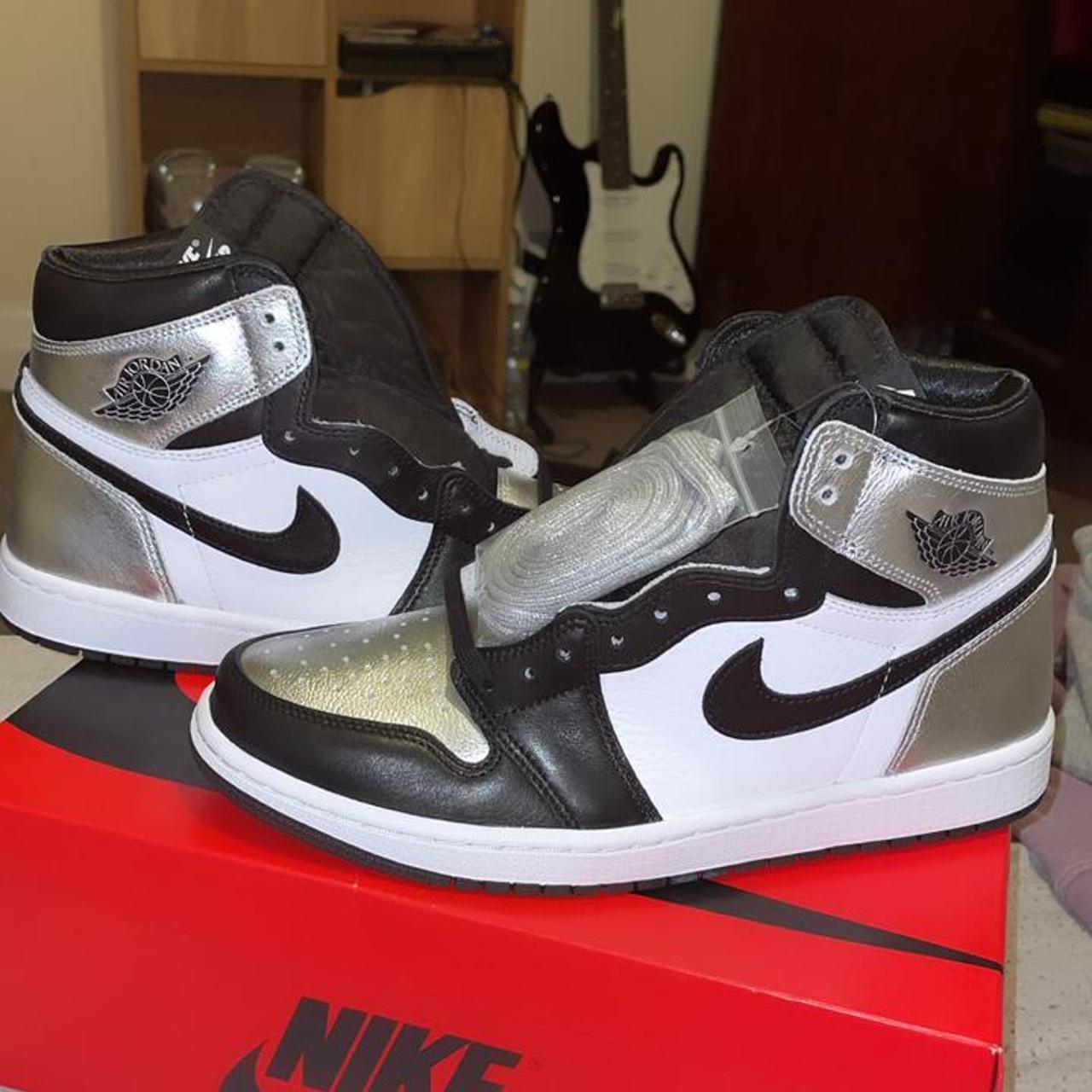 Brand new JORDAN 1 retro high - SILVER TOE (W) Size... - Depop