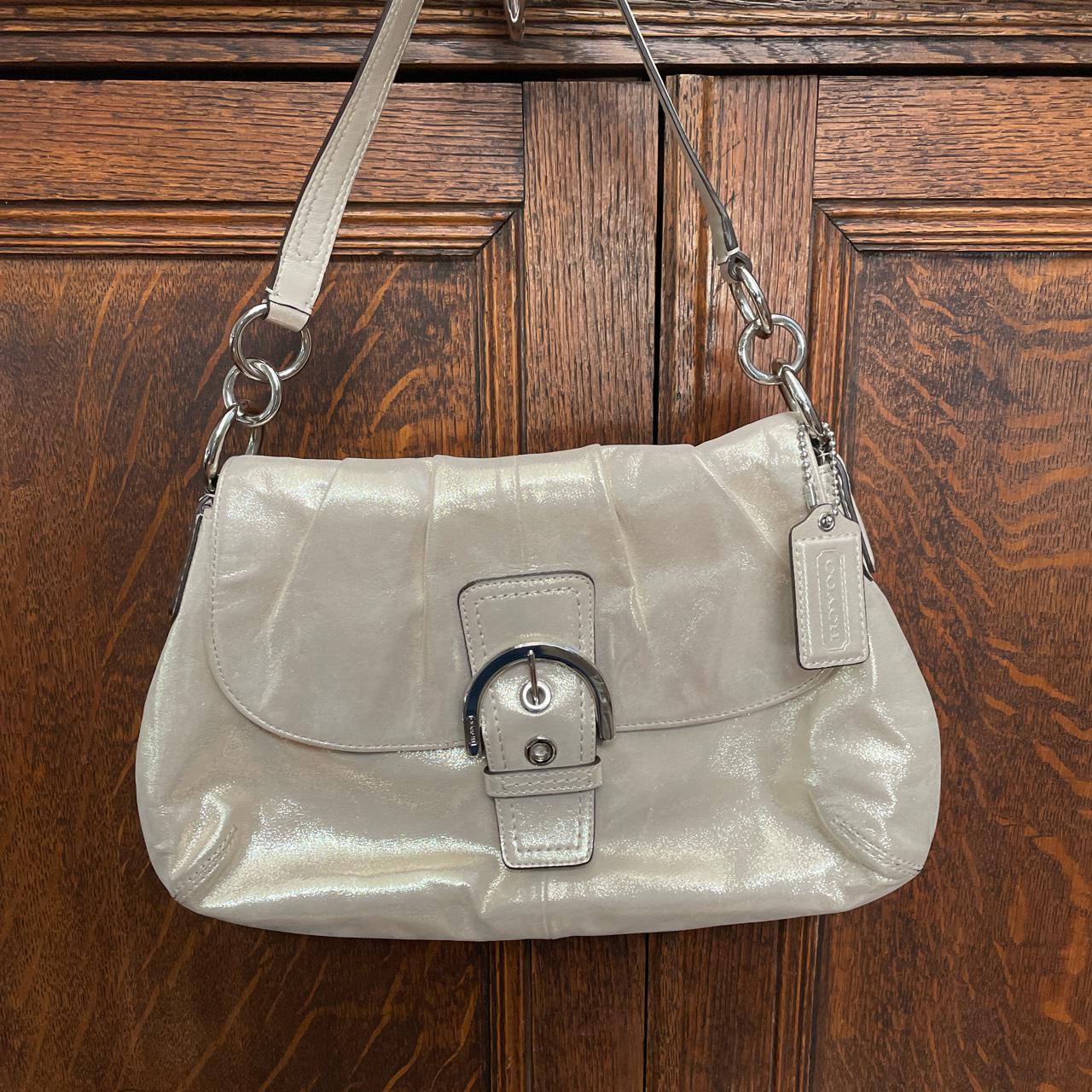 Coach Women's Cream and Silver Bag | Depop