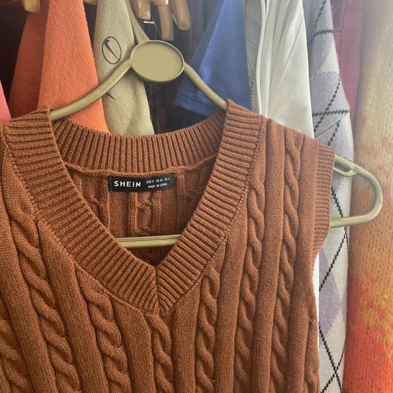 Shein brown sweater vest in size S never been worn... - Depop