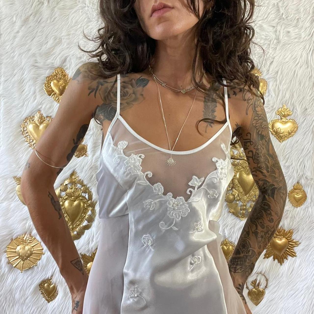 Vintage Embroidered Pearl Sequin Satin And Organza Depop