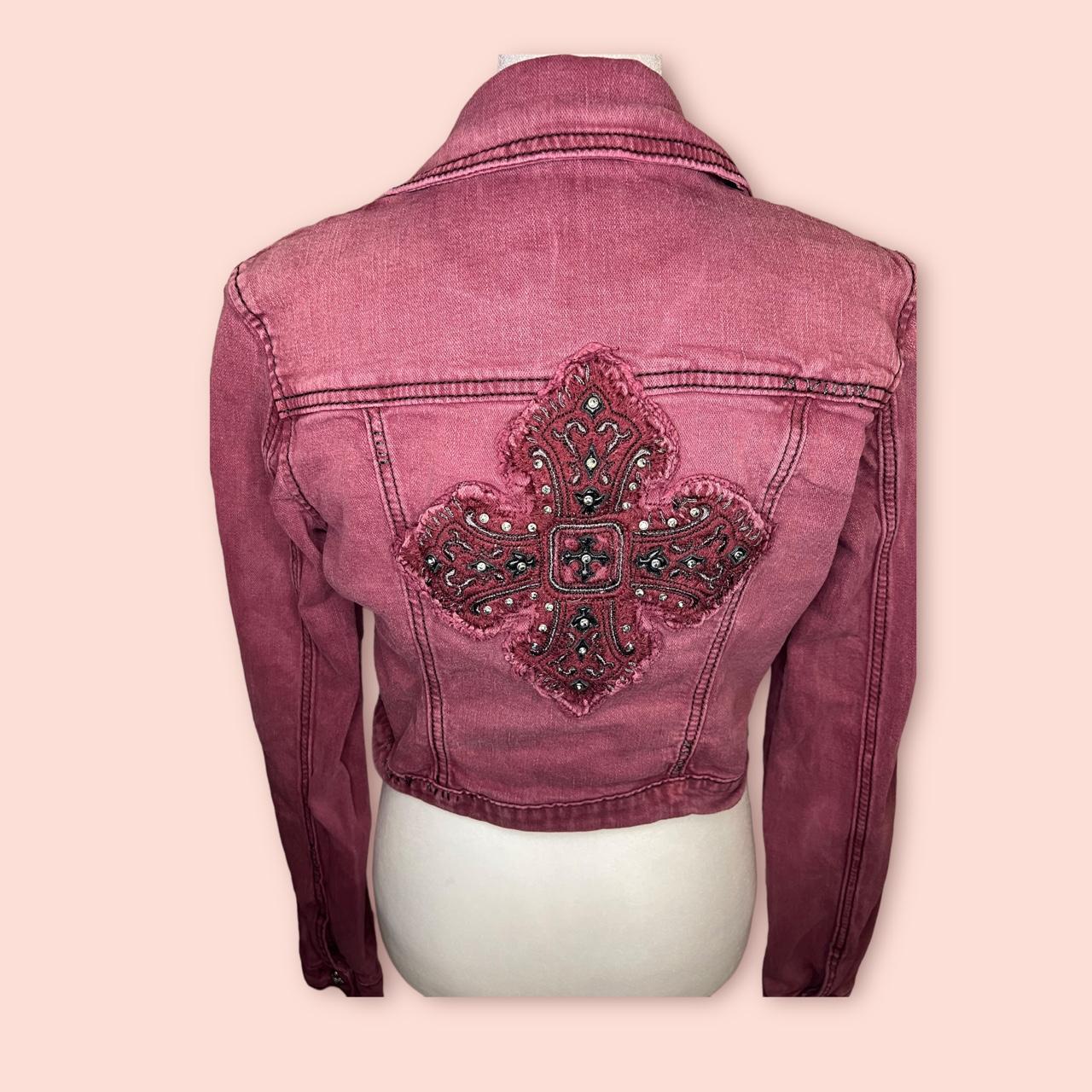 Super rare maroon miss me jeweled jean jacket! The... - Depop