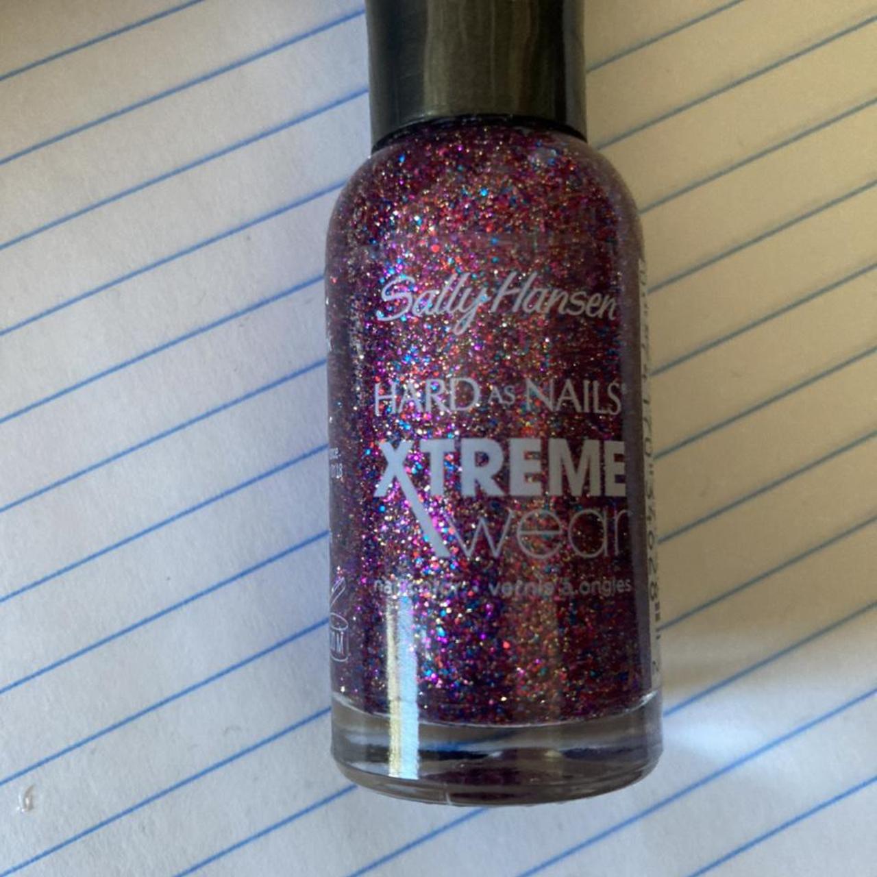 Pink glitter nail polish. Sally Hansen extreme wear... - Depop