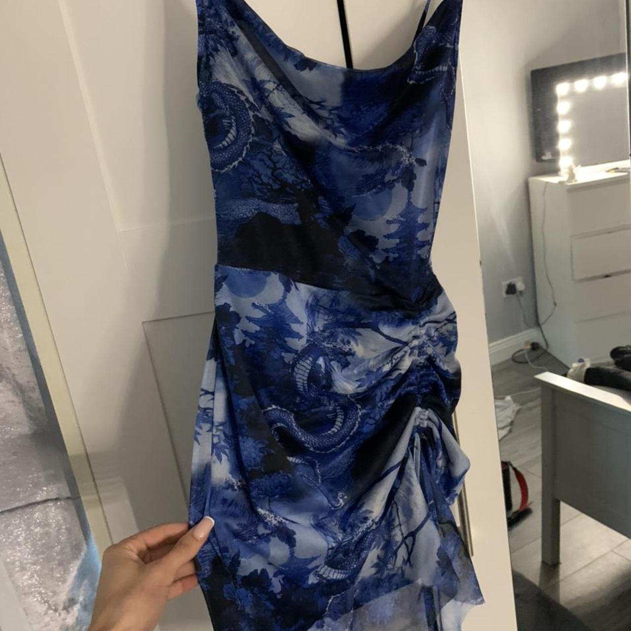 PLT Blue mesh pattern mini dress #PLT... - Depop