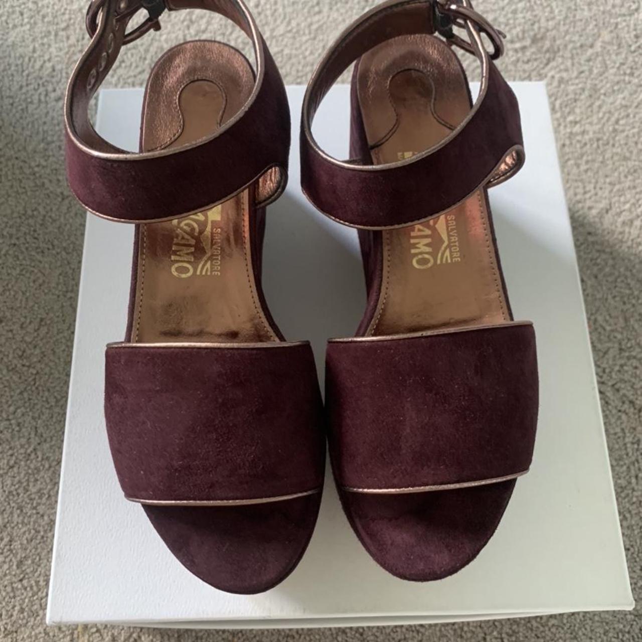Salvatore Ferragamo Women's Burgundy Sandals | Depop