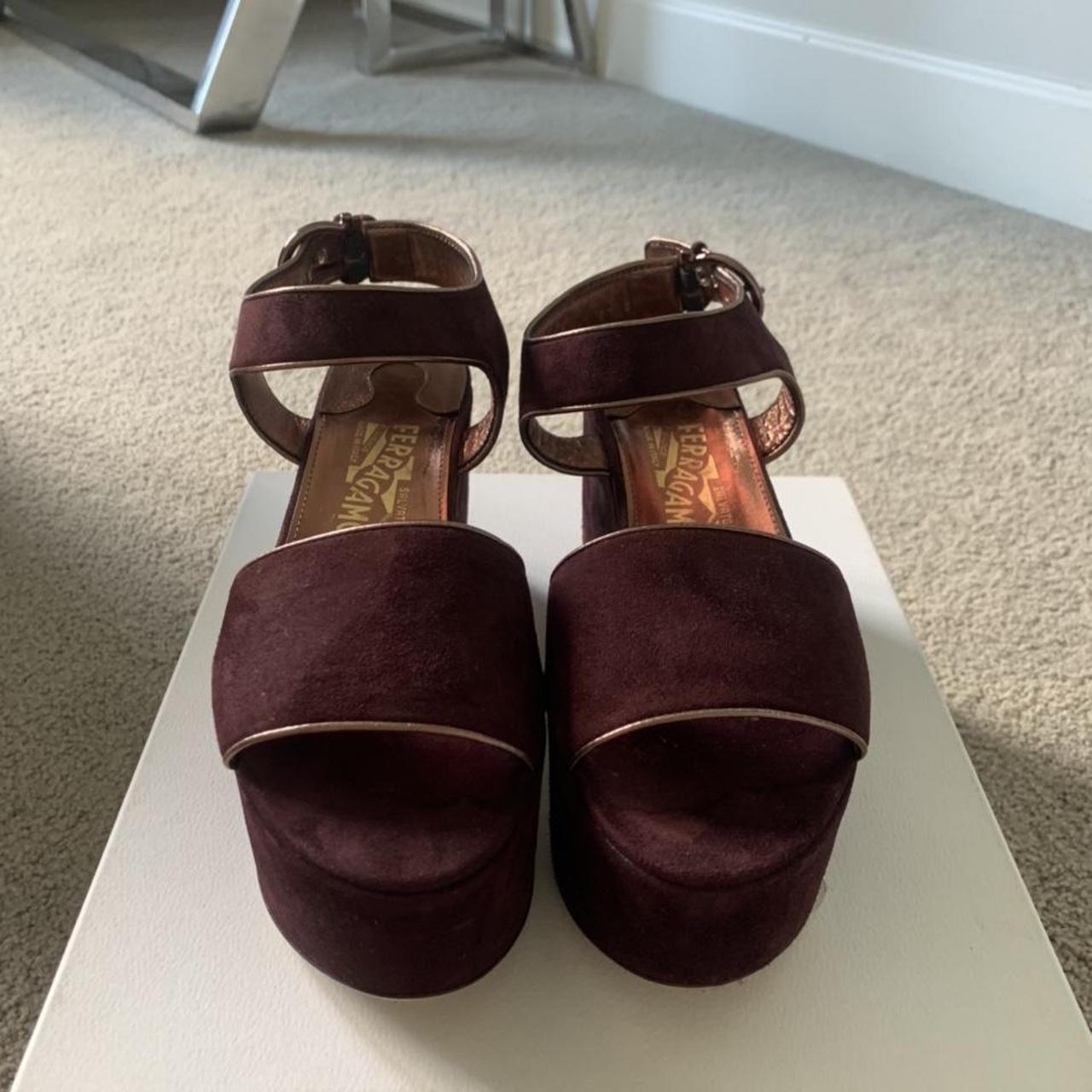 Salvatore Ferragamo Women's Burgundy Sandals | Depop