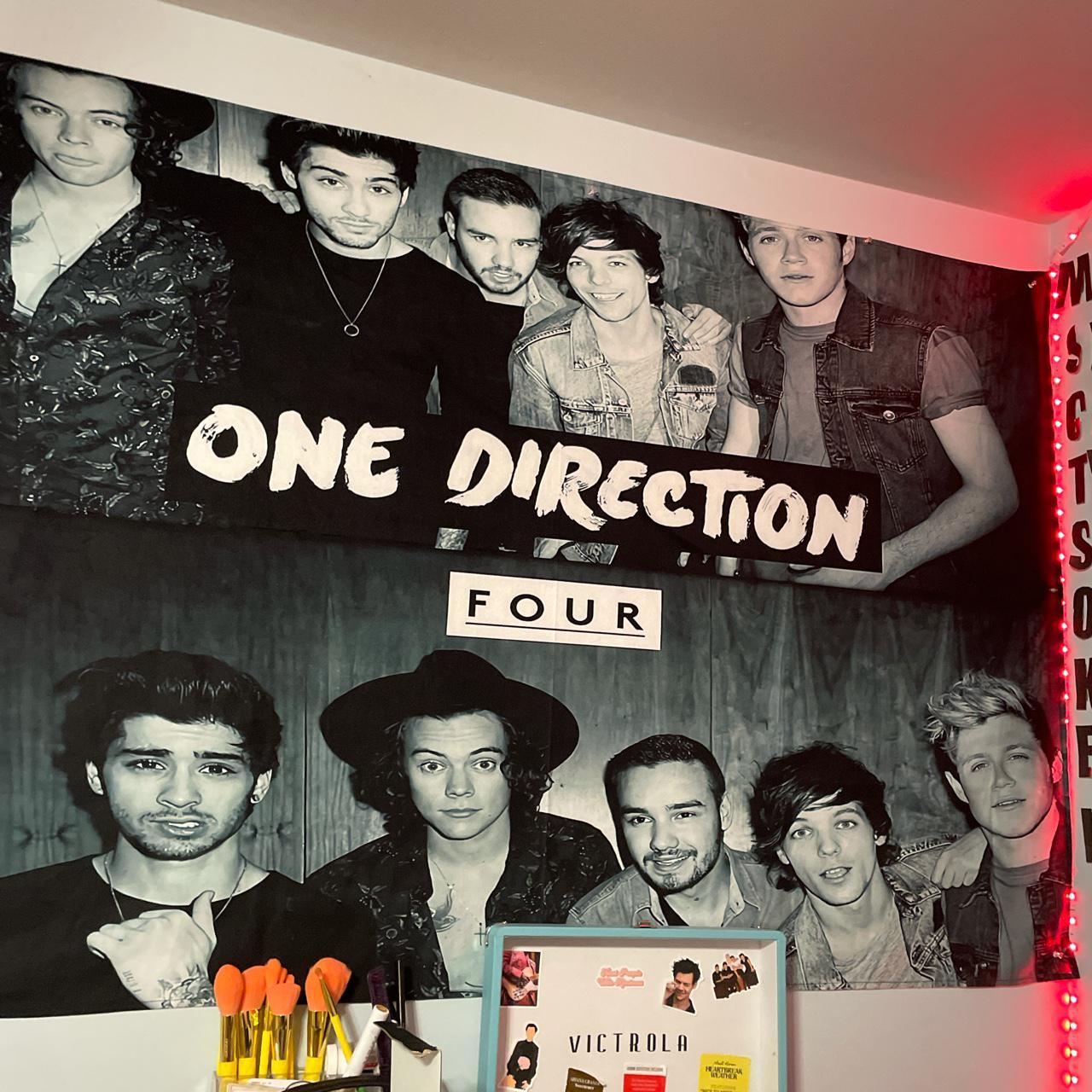 One Direction Black and White Four Tapestry. - Depop
