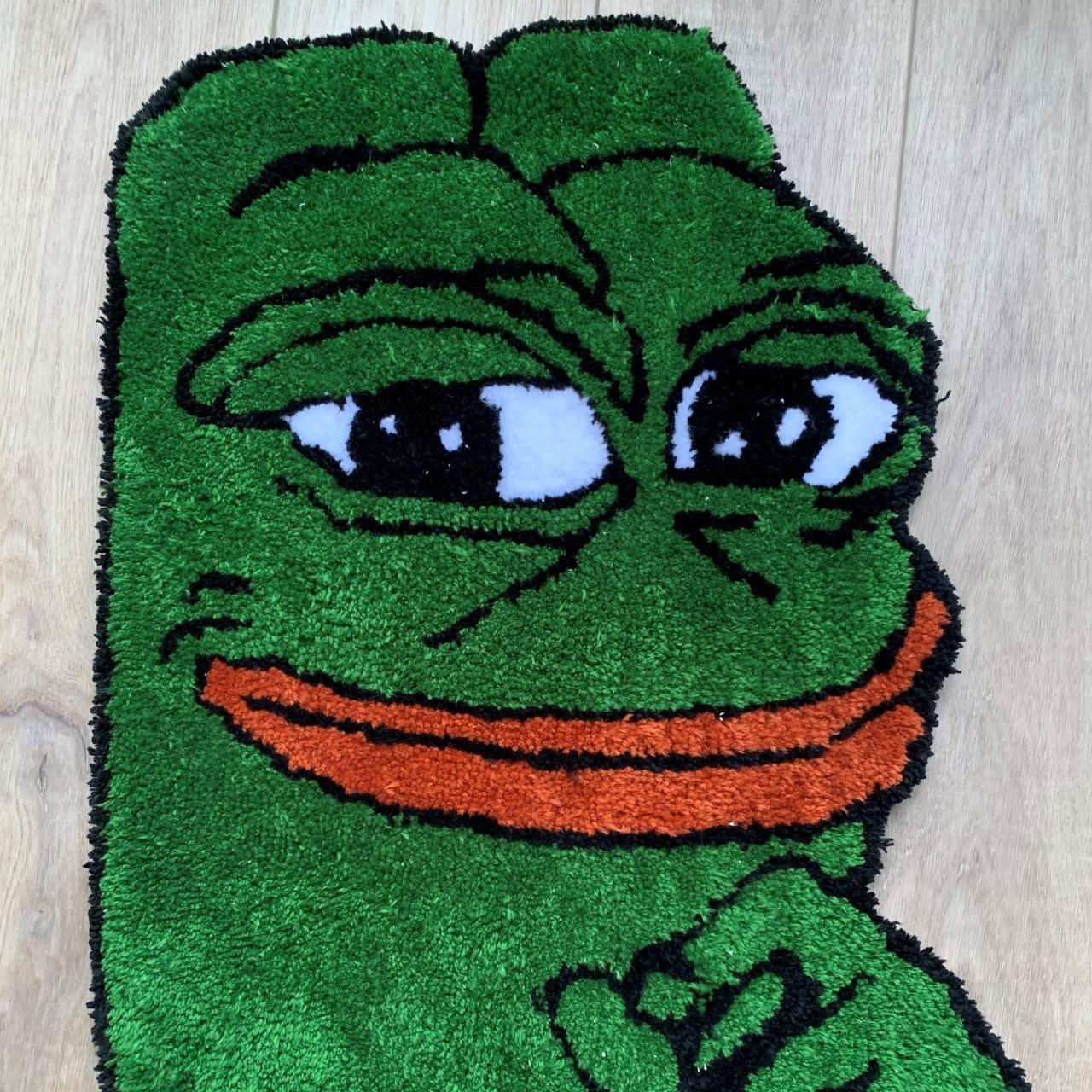 Custom made Pepe Frog tufted rug (20x26in) 100%... - Depop