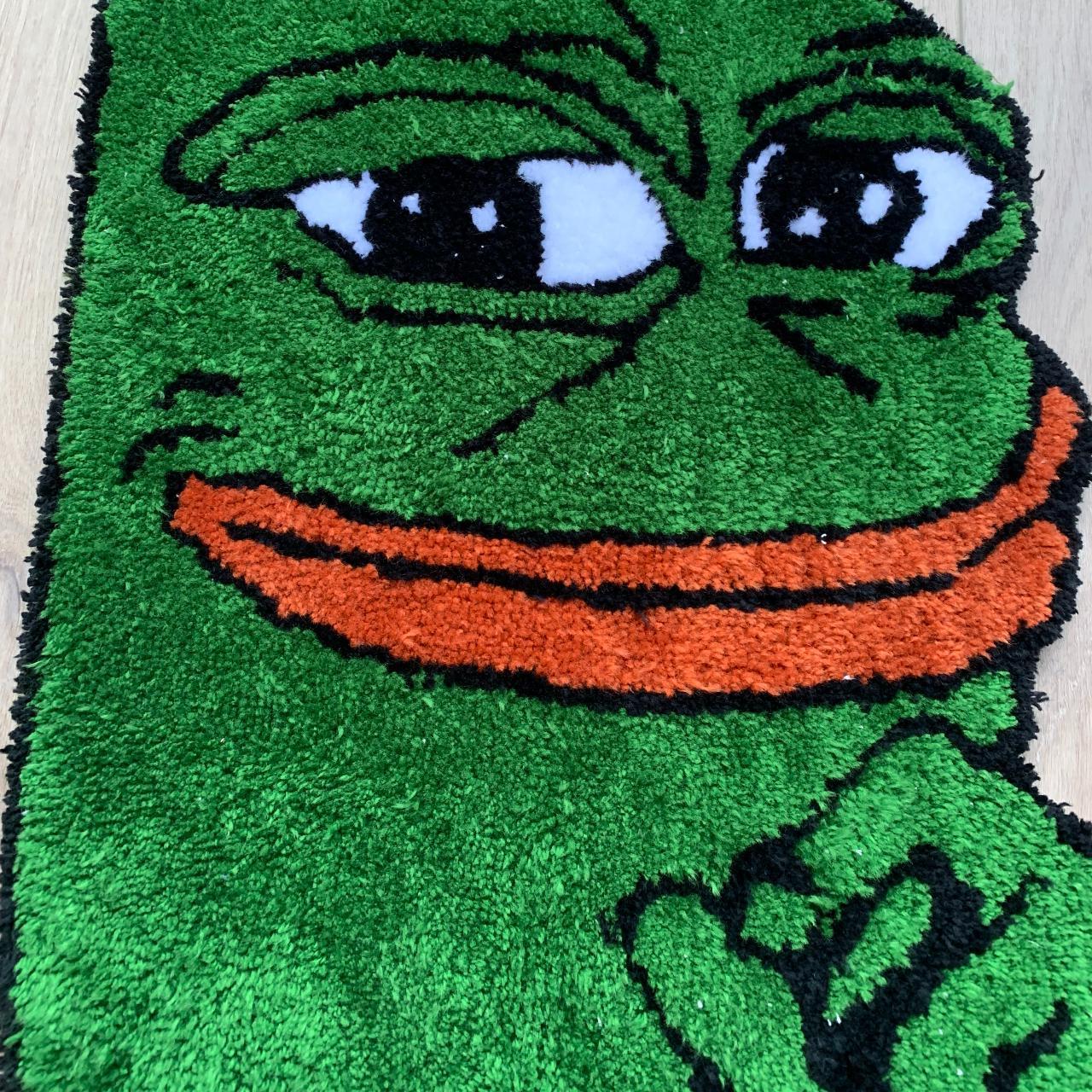 Custom made Pepe Frog tufted rug (20x26in) 100%... - Depop