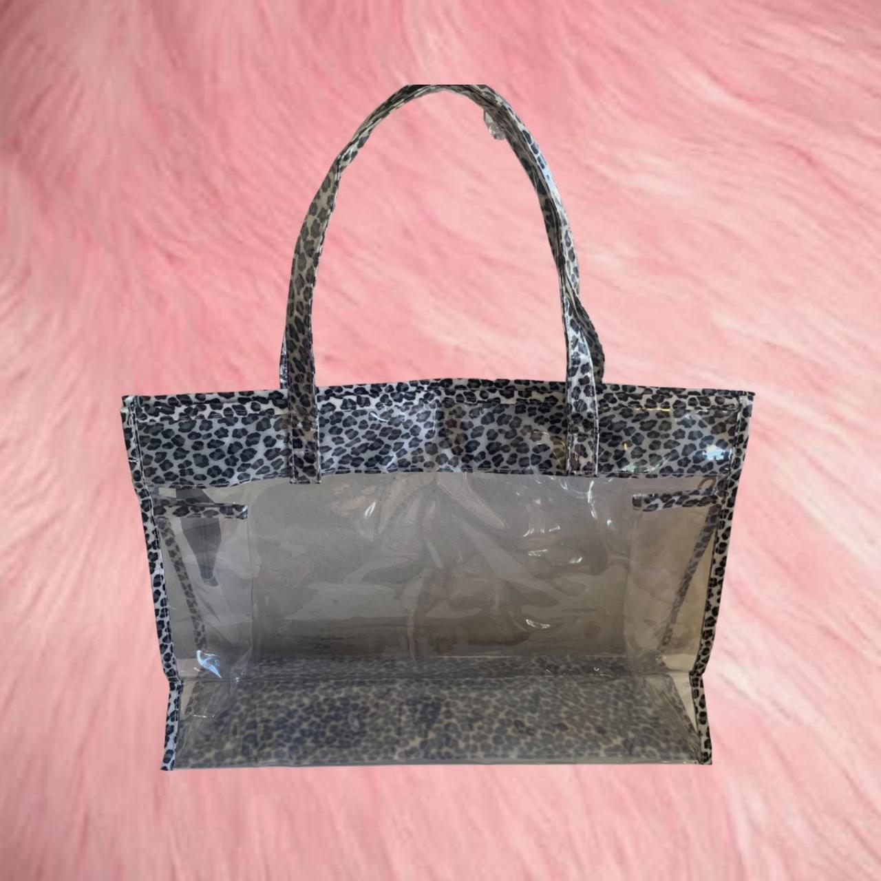 snow leopard trimmed clear plastic 90s pvc large... - Depop